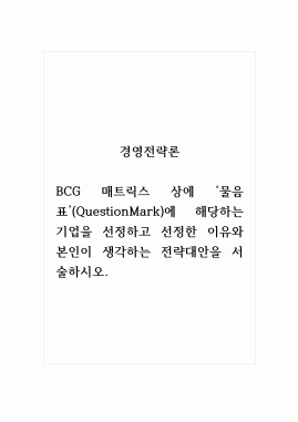 경영전략론_BCG 매트릭스 상에 물음표(QuestionMark)에 해당하는 기업을 선정하고 선정한 이유와 본인이 생각하는 전략대안을 서술하시오-1페이지