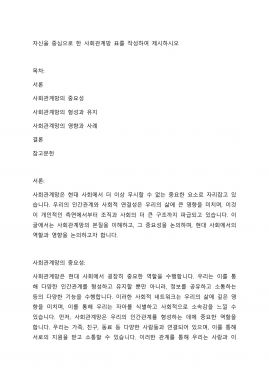 자신을 중심으로 한 사회관계망 표를 작성하여 제시하시오자신을 중심으로 한 사회관계망 표를 작성하여 제시하시오-1페이지