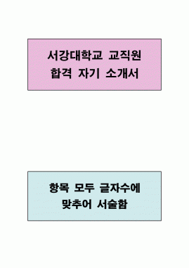 서강대학교 교직원 합격 자기 소개서-1페이지