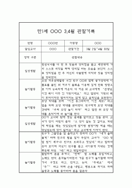 3월,4월 만3세 (5세) 관찰일지 5명 (놀이활동,일상생활 관찰일지)-1페이지