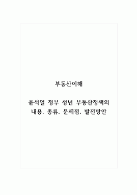 부동산이해_윤석열 정부 청년 부동산정책의 내용, 종류, 문제점, 발전방안-1페이지