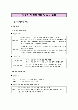 정치와 법 I단원 핵심 정리 및 예상문제-1페이지