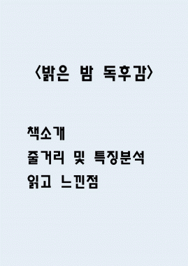 밝은 밤 독후감 - 밝은 밤 줄거리 및 특징분석 및 밝은 밤을 읽고 느낀점-1페이지