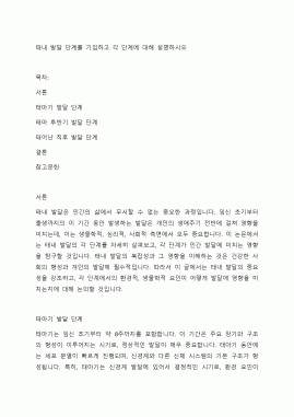 태내 발달 단계를 기입하고 각 단계에 대해 설명하시오-1페이지