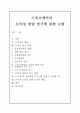 스포츠에서의 도덕성 발달 연구에 관한 고찰-1페이지