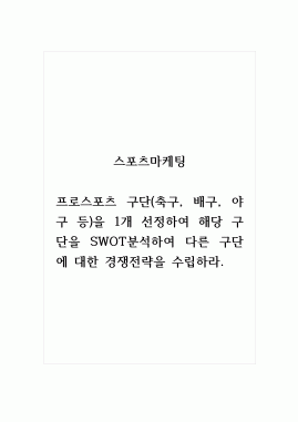 스포츠마케팅_프로스포츠 구단(축구, 배구, 야구 등)을 1개 선정하여 해당 구단을 SWOT분석하여 다른 구단에 대한 경쟁전략을 수립하라-1페이지