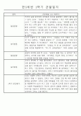 만5세 (7세) 1학기 일상생활과 놀이영역 관찰일지 및 발달평가 24명-1페이지