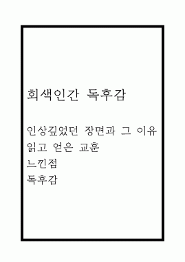 회색인간 독후감 - 회색인간 읽고 얻은 교훈과 느낀점 및 회색인간에서 가장 인상깊었던 장면과 그 이유와 독후감-1페이지