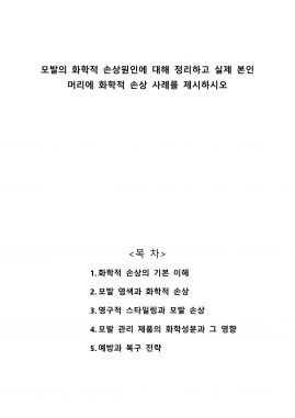 모발의 화학적 손상원인에 대해 정리하고 실제 본인 머리에 화학적 손상 사례를 제시하시오-1페이지