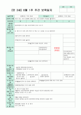 만3세 6월1주-4주 주간보육일지-1페이지