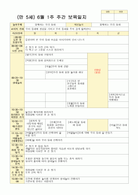 만5세 6월 1주-4주 주간보육일지-1페이지