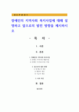 장애인의 지역사회 복지사업에 대해 설명하고 앞으로의 발전 방향을 제시하시오-1페이지