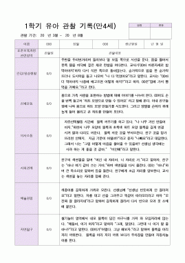 관찰일지 만4세 20명 1년 1학기 2학기 40페이지-1페이지