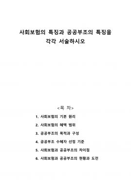 사회보험의 특징과 공공부조의 특징을 각각 서술하시오-1페이지