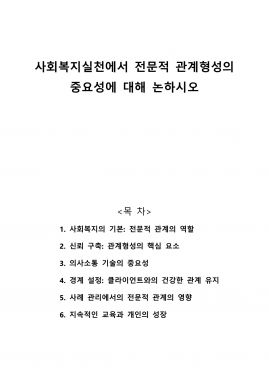 사회복지실천에서 전문적 관계형성의 중요성에 대해 논하시오-1페이지