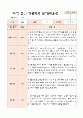 1년 만3세  1학기 2학기 16명의  관찰일지 32페이지-1페이지