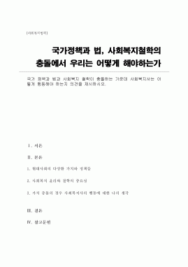 국가 정책과 법과 사회복지 철학이 충돌하는 가운데 사회복지사는 어떻게 행동해야 하는지-1페이지