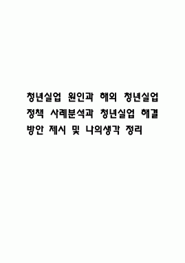 청년실업 원인과 해외 청년실업정책 사례분석과 청년실업 해결방안 제시 및 나의생각 정리-1페이지