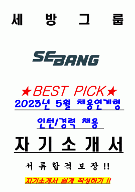 세방그룹 2023년 5월 채용연계형 인턴,경력 채용 서류합격 자기소개서, 자소서 [최종합격]-1페이지