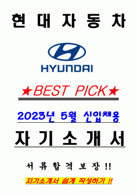 현대자동차 2023년 5월 신입 채용 서류합격 자기소개서, 자소서 [최종합격]-1페이지