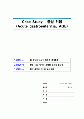 [성인간호학실습] 급성위염 case study 간호진단 및 간호과정-1페이지