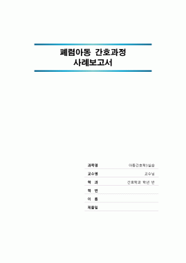 아동간호학실습 폐렴아동 간호과정보고서-1페이지