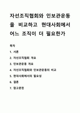 자선조직협회와 인보관운동을 비교하고 현대사회에서 어느 조직이 더 필요한가-1페이지