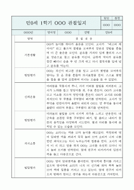 만0세반 1학기 (상반기) 6개영역 관찰일지 / 발달평가-1페이지