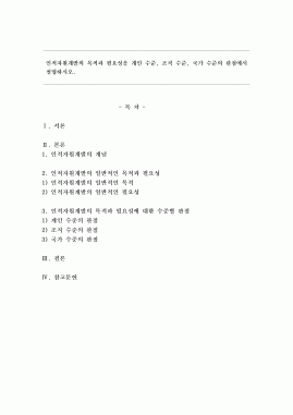 인적자원개발의 목적과 필요성을 개인 수준, 조직 수준, 국가 수준의 관점에서 설명하시오.-1페이지