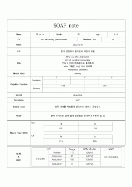 6. SOAP note 이차성 파킨슨증(secondary parkinsonism) 환자분-1페이지