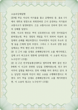 소송과강제집행 ) 甲은 자신의 자가용을 몰고 운행하던 중, 종로 5가에서 대학로 방향으로 좌회전하던 乙이 운전하는 자가용과 교통사고가 발생하였다-1페이지