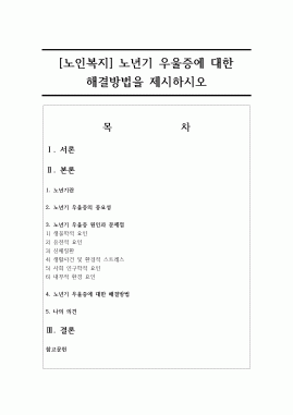 [노인복지] 노년기 우울증에 대한 해결방법을 제시하시오-1페이지