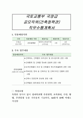 국토교통부 국장급 공모직위(건축정책관)  직무수행계획서-1페이지