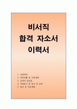 비서직 자기소개서(비서직합격자소서)센스짱원비서자기소개서 비서이력서,비서자소서,비서직 지원동기 자기소개서 전문비서자소서,기업비서 자기소개서샘플,비서직 직무수행계획서-1페이지