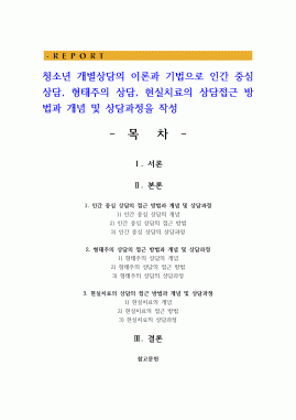 청소년 개별상담의 이론과 기법으로 인간 중심 상담 형태주의 상담 현실치료의 상담접근 방법과 개념 및 상담과정을 작성-1페이지