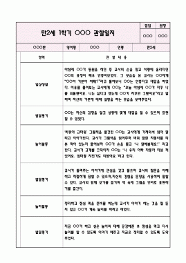 만2세 1학기 관찰일지+영역별 관찰평가 (놀이와 일상영역 / 10페이지 분량으로 매우 자세합니다)-1페이지