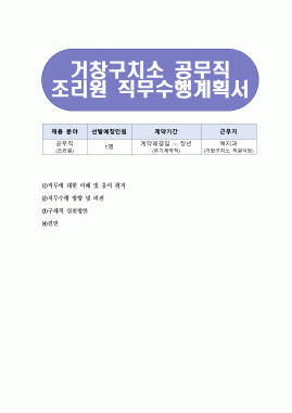 거창구치소 공무직 조리원 직무수행계획서-1페이지