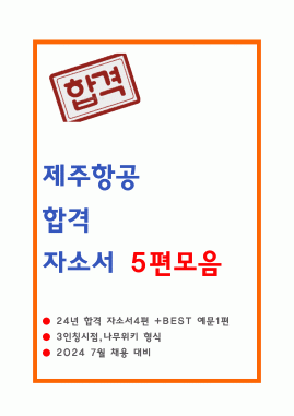 제주항공 자소서 최종합격 5편모음-1페이지