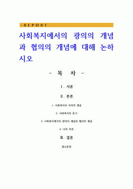 사회복지에서의 광의의 개념과 협의의 개념에 대해 논하시오-1페이지