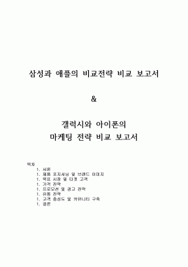 [삼성vs애플] 삼성과 애플의 비교전략 비교 보고서(예문: 갤럭시와 아이폰의 마케팅 전략 비교분석 보고서)-1페이지