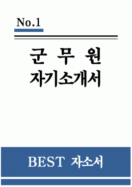 군무원 자기소개서 - 군무원 자소서 예문 군무원 지원동기 군무원 비전 군무원 가정 및 생활환경 자아표현 (성격, 국가관, 안보관, 좌우명, 가치관 등) 성장과정 (학교생활, 동아리활동, 학생회경험, 봉사활동 등)-1페이지