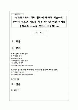 청소년지도의 여러 원리에 대하여 서술하고 본인이 청소년 지도를 하게 된다면 어떤 원리를 중심으로 지도할 것인지 기술하시오-1페이지