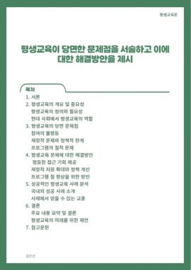 평생교육론 _ 평생교육이 당면한 문제점을 서술하고 이에 대한 해결방안을 제시-1페이지