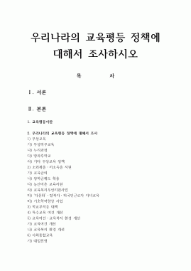 우리나라의 교육평등 정책에 대해서 조사하시오-1페이지