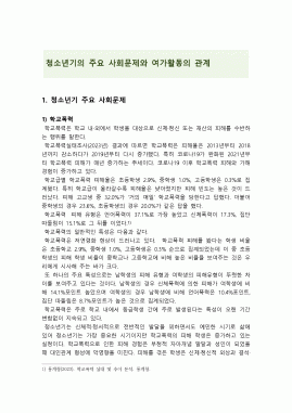 청소년기의 주요 사회문제와 여가활동의 관계-1페이지