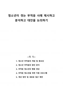 청소년이 겪는 부적응 사례 제시하고 분석하고 대안을 논의하기-1페이지