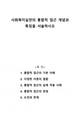 사회복지실천의 통합적 접근 개념과 특징을 서술하시오-1페이지