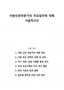 아동인권전문가의 주요업무에 대해 서술하시오-1페이지