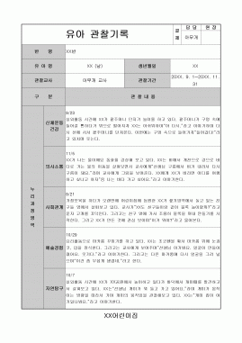 어린이집 유치원 만5세, 7세 3분기(9,10,11월) 유아 관찰일지(12명)-1페이지