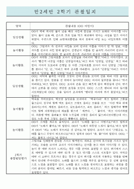 만2세 2학기 영아전담 어린이집 관찰일지 및 종합발달평가 (일상,놀이 관찰일지)-1페이지